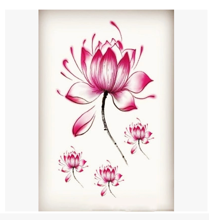 Colored Lotus Tattoo Stickers 4 Pieces on Luulla